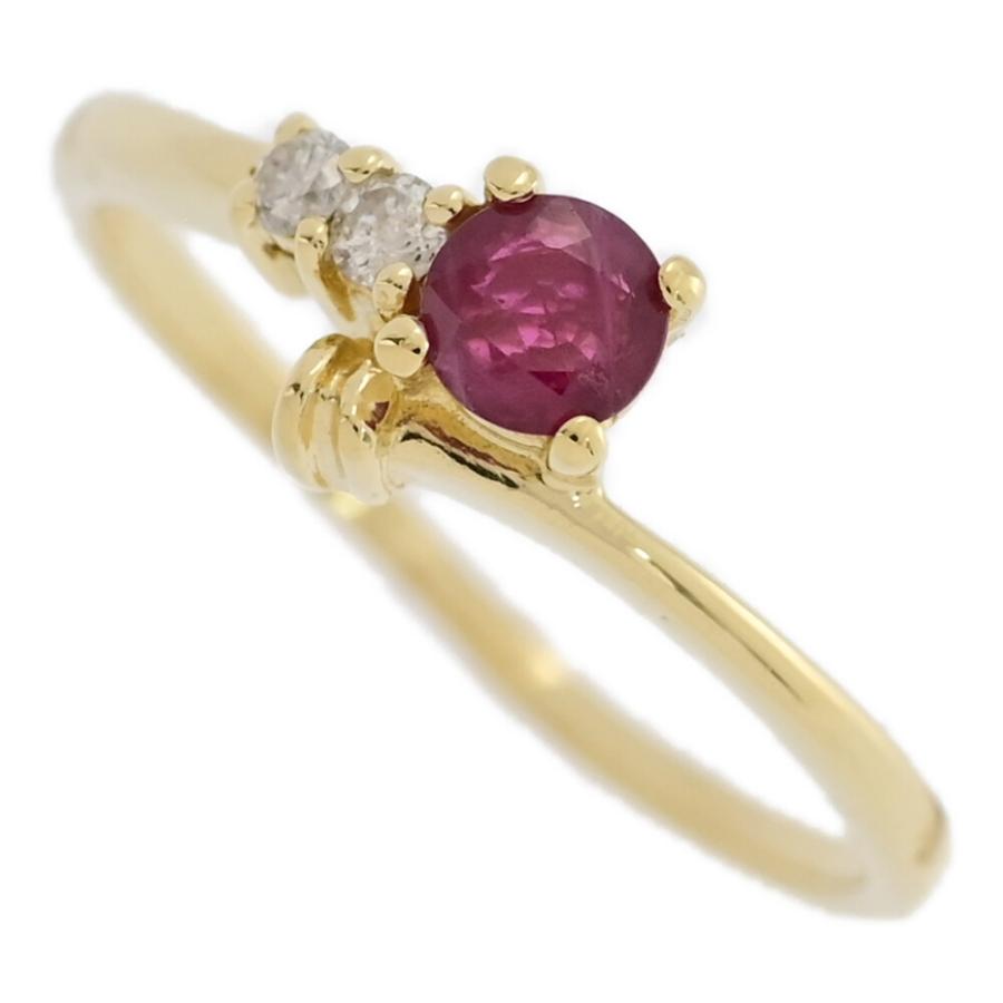 RU0.21ct/FD:0.05ct/ルビー・ダイヤモンド リング・指輪/K18YG/750-1.8g/10号/#50/イエローゴールド/プレゼント/記念日/h250513/556687 ...