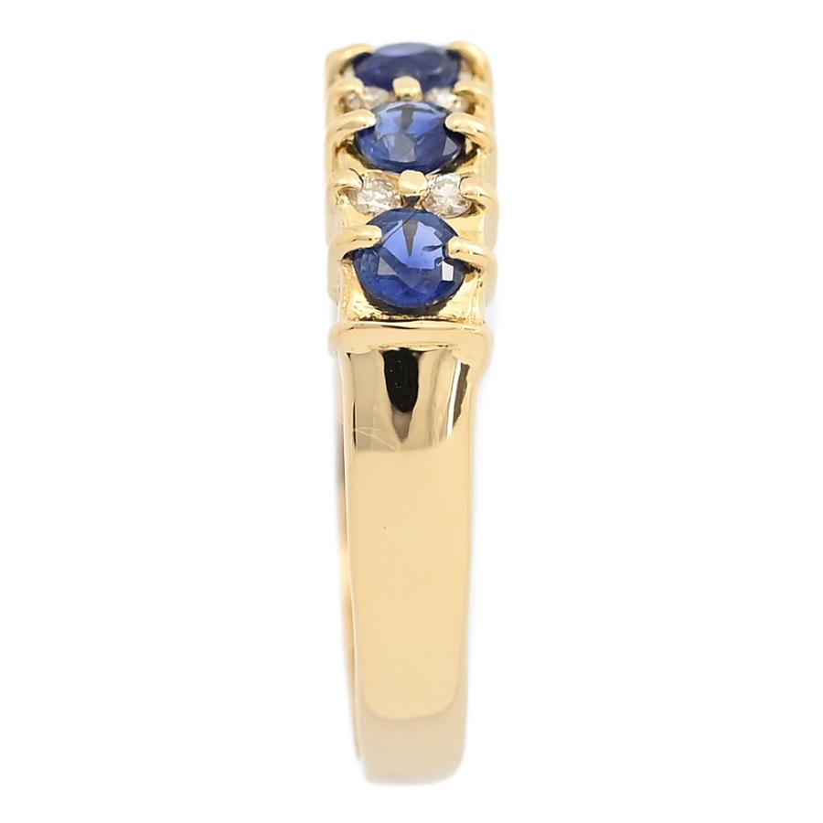一文字・サファイア・ダイヤモンドリング・指輪/K18YG/750-3.4g/SA0.79ct/FD:0.1ct/12号/#52/イエローゴールド 翌日配送可/h231121/501337 ...