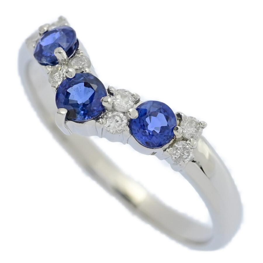 SA0.58ct/FD:0.13ct/V字・サファイア・ダイヤモンド リング・指輪/Pt900-3.7g/14号/#54/プラチナ/プレゼント/記念日/h250529/558156 : リ ...