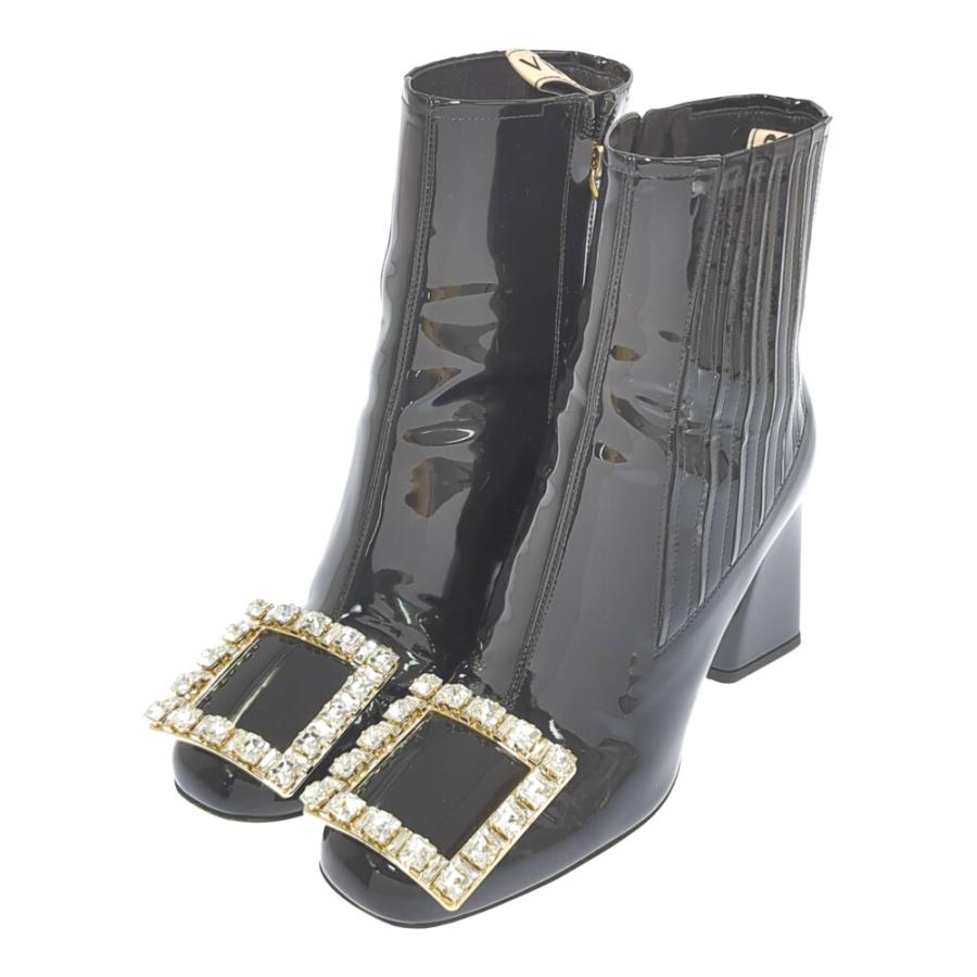 Roger Vivier ロジェヴィヴィエ ビジューバックル エナメル ブーツ 靴/RVW52229910D1PB999/36/ブラック ...