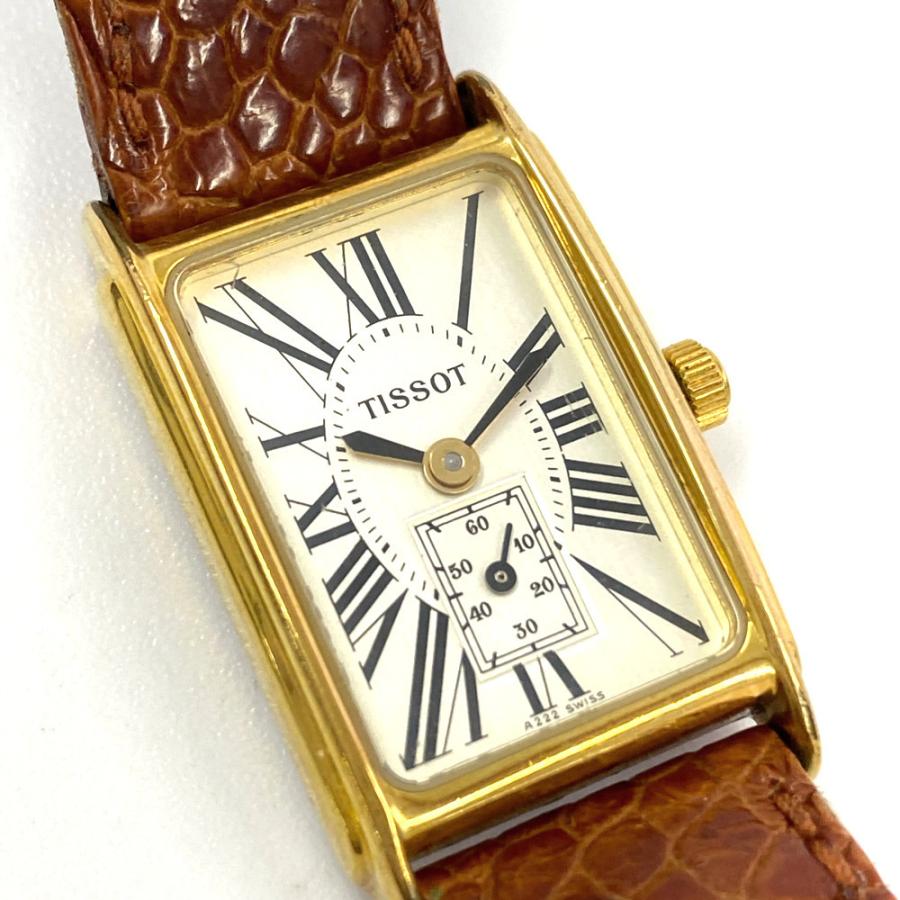 ティソ スクエア クォーツ時計/SS/stainless steal-15.7g/A222/ブラウン/ゴールド金具/Tissot 翌日配送可/h220618/440979 :WQA4124L ...