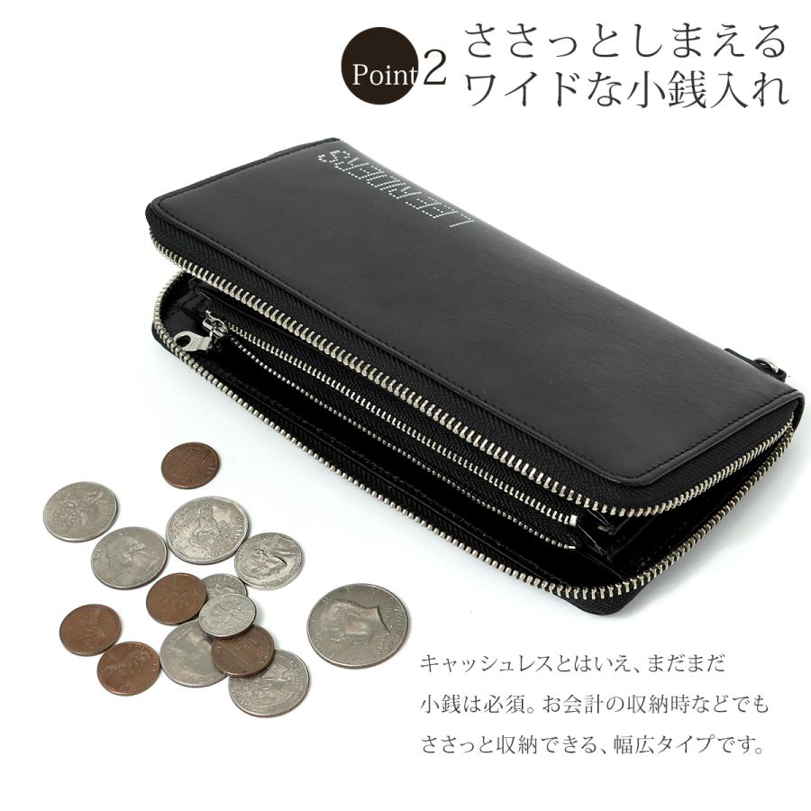 Lee（リー） 長財布 大容量 ラウンドファスナー メンズ 本革 牛革