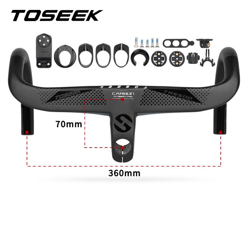 TOSEEKハンドル カーボンハンドル Di2 電動式変速 全内蔵式ワイヤー カーボン ステム一体式ドロップハンドル TR5500 高強度 ...