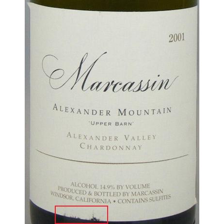 Marcassin Chardonnay Upper Barn Alexander Mountain Estate [2001] 【ラベルに ...