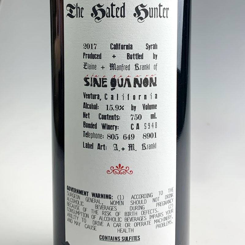 Sine Qua Non The Hated Hunter Syrah [2017] / シネ クア ノン ザ ヘイテッド ハンター シラー ...