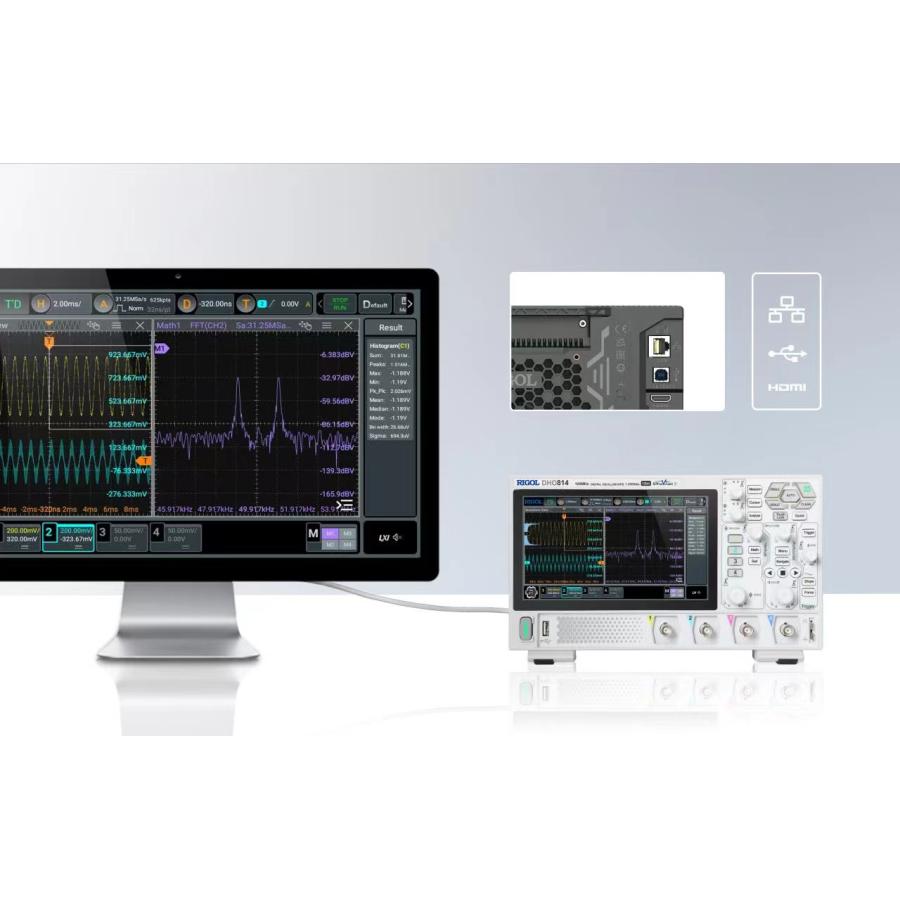 RIGOL（リゴル） 12bit RIGOL デジタル・オシロスコープ DHO804 70MHz+12bit+1.25Gsa/s+1000 ...