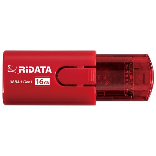 RiDATA USB 3.1 Gen1 16GB 超高速データ転送 RI-HD18U3116 RD 片手でワンプッシュ ペンタイプ レッド ...