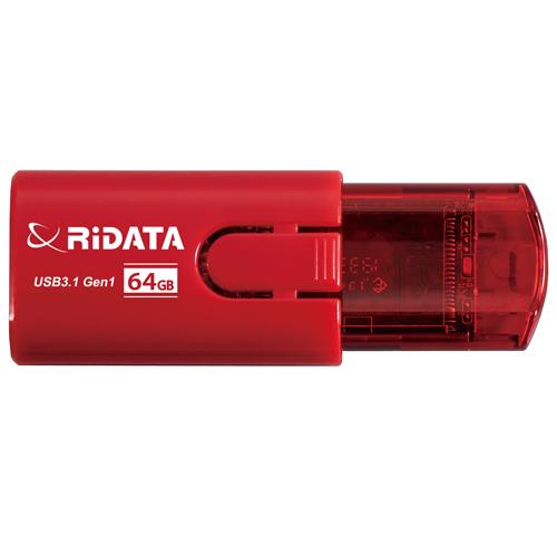RiDATA USB 3.1 Gen1 64GB 超高速データ転送 RI-HD18U3164 RD 片手でワンプッシュ ペンタイプ レッド ...