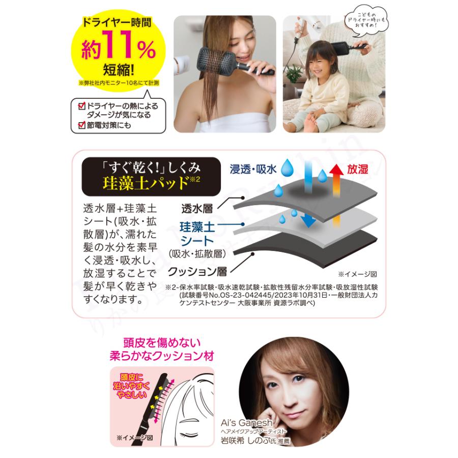 ニーズ クイックドライヘアブラシ 単品 珪藻土パッド 濡れ髪 速乾 ヘアケア ヘアセット 頭皮 髪 ブラシ ドライヤー 時短 節電対策 岩咲希しのぶ氏推薦 60s sdf : b-q-dry ...