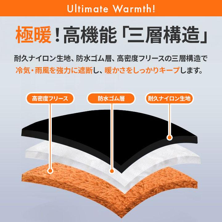 【防寒×防水】バイク用ハンドルカバー 冬用 ネオプレーン素材 三層構造 防風 耐熱 耐摩耗 取付簡単 視認性 雨風対策 スクーター 自転車 ...