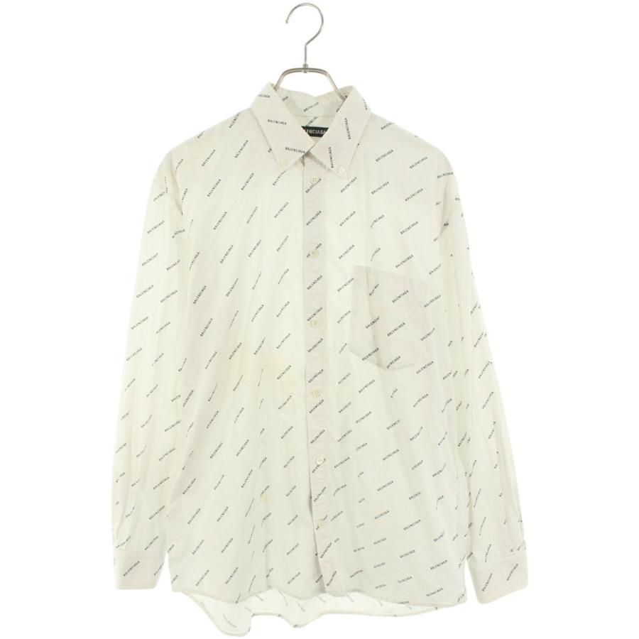 BALENCIAGA バレンシアガ 長袖シャツ サイズ:37 534333 TBL96 オールオーバーロゴ長袖シャツ 中古 BS99 ...