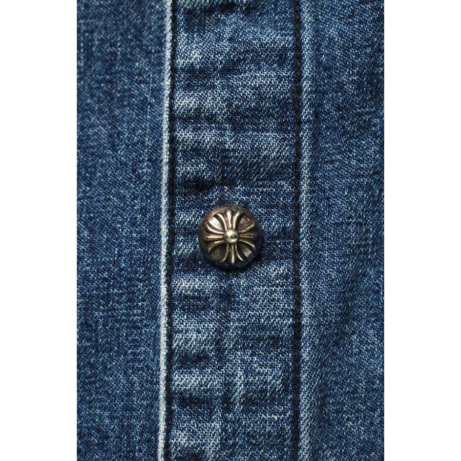 クロムハーツ サイズ:S LAST BITE クロスボールボタンデニム長袖シャツ 中古 SS07 CHROME HEARTS（クロムハーツ） サイズ:S LAST BITE クロスボール