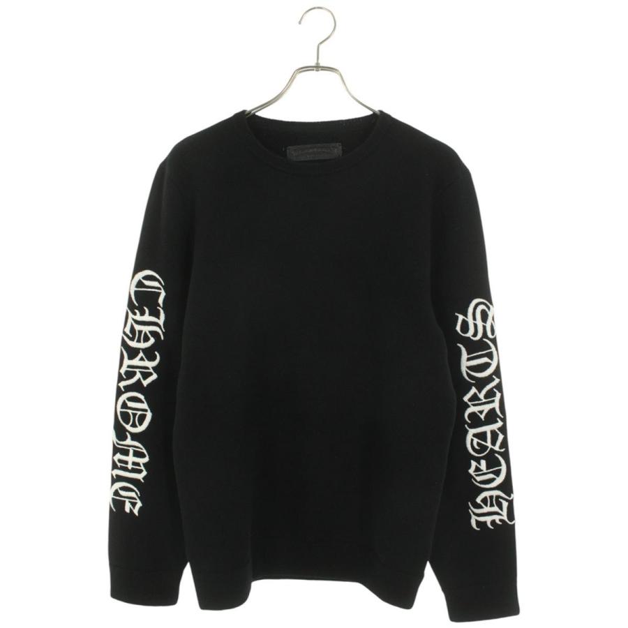 クロムハーツ サイズ:M 袖ロゴ刺繍カシミアニット 中古 OK15 CHROME HEARTS（クロムハーツ） サイズ:M 袖ロゴ刺繍カシミアニット