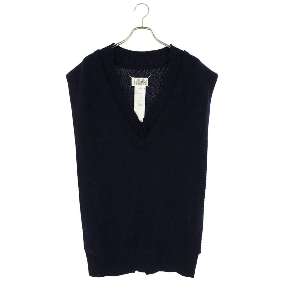 メゾンマルジェラ サイズ:M 21AW S50TH0050 ダメージ加工Vネックニットベスト 中古 SB01 Maison Margiela（メゾンマルジェラ） サイズ:M S50TH0050 ダメージ