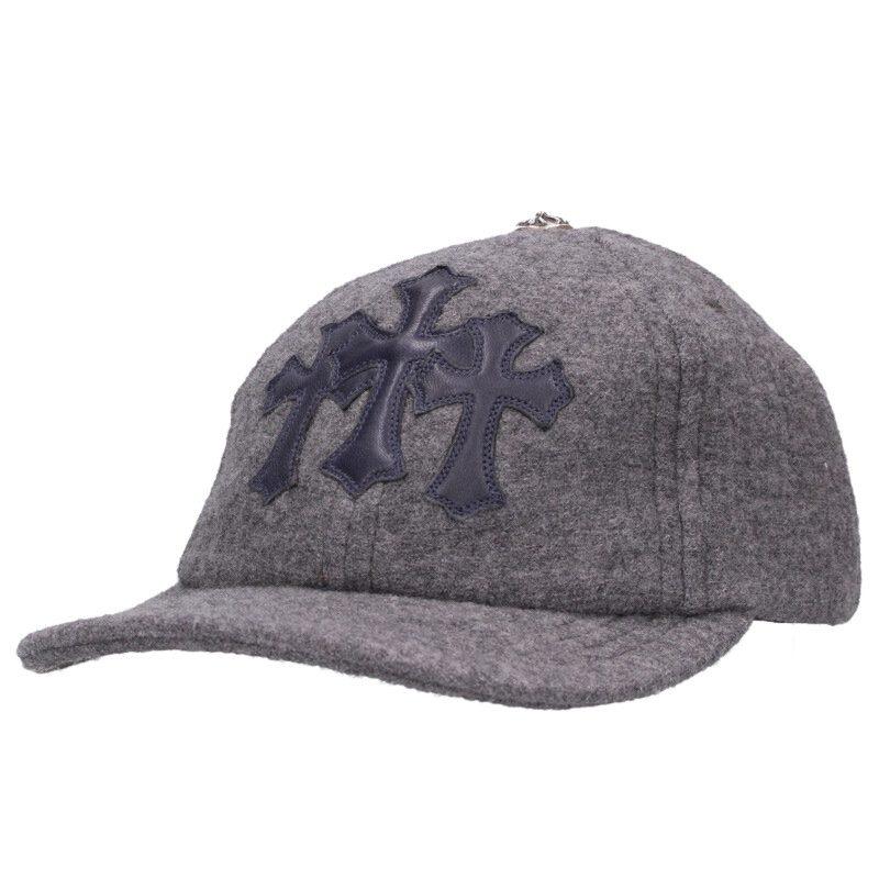 クロムハーツ  CHレザーパッチウール帽子 中古 SJ02 CHROME HEARTS（クロムハーツ） 帽子 セメタリーパッチレザーウール