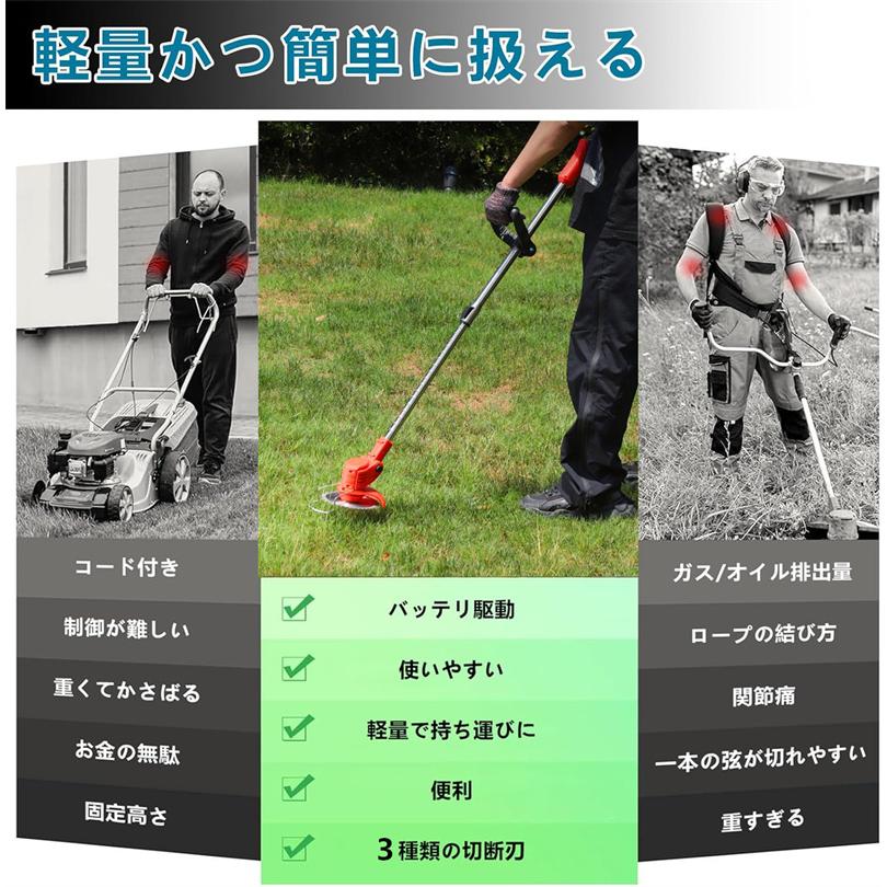 1年保証 充電式草刈機 2025 芝刈機 草刈り機 充電式 21V 電動草刈機 草刈機 コードレス マキタ バッテリー互換 家庭用 女性 軽量 安全 除草 雑草対策 5のつく日 : Rinka ...