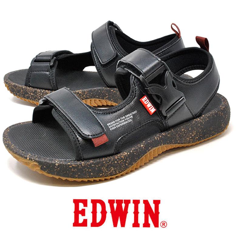 EDWIN（エドウィン） メンズ スポーツサンダル ブラック 黒 EDWIN 5105 ベルクロ マジック レジャー アウトドアサンダル ドライビング ドライバーサンダル : RIO ...