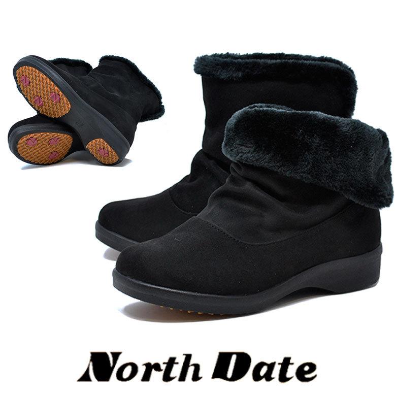 防寒 防水 2way スノーブーツ 防滑 スパイク レディース NORTH DATE ノースデイト 8400 ブラック スエード 黒 4E 雪 冬 靴 : RIO footwear - 通販 ...