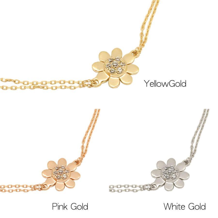 ひまわり 向日葵 ブレスレット sunflower 18金 K18 ゴールド 2連 ひまわり 向日葵 ブレスレット sunflower 18金 K18 ゴールド 2連