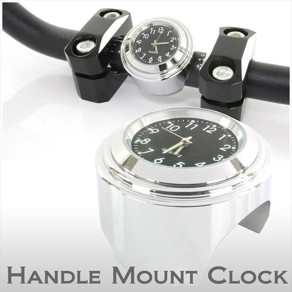 汎用 バイク用 アナログ時計 ハンドルマウント バーマウント シルバー アナログクロック 時計 メッキボディ : バイクバッテリー RISE ...