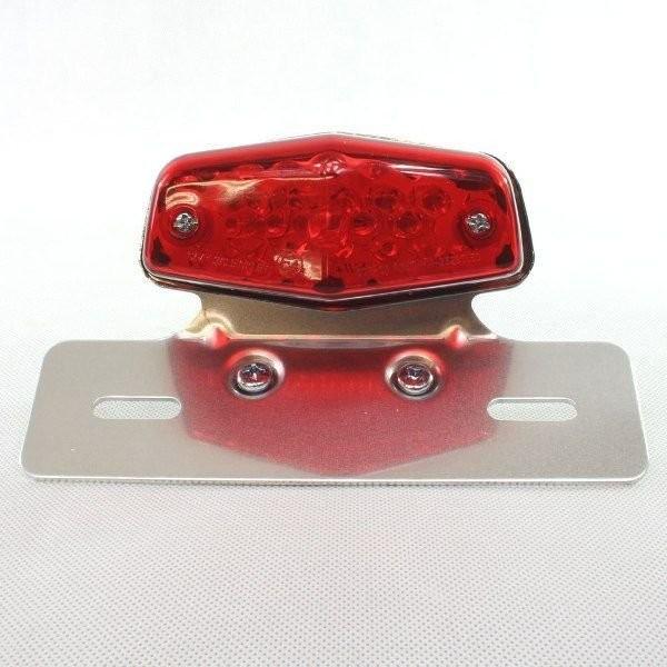汎用 ルーカス LEDテールランプ レッドレンズ クロームブラケット ナンバー灯付き テールライト ブレーキランプ ストップランプ オートバイ ...