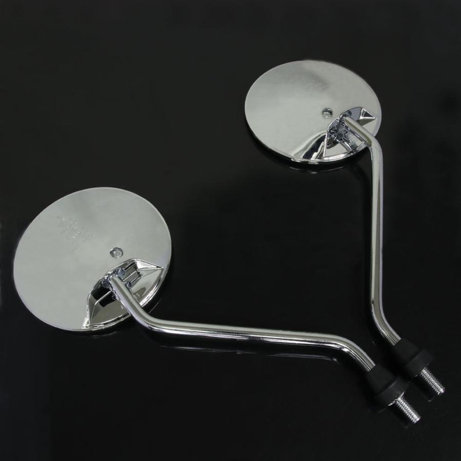汎用 丸型ミラー ラウンドミラー メッキ 左右セット 正ネジ 8mm バイク バイクミラー オートバイ ミラー カスタム パーツ ヴィンテージ ...