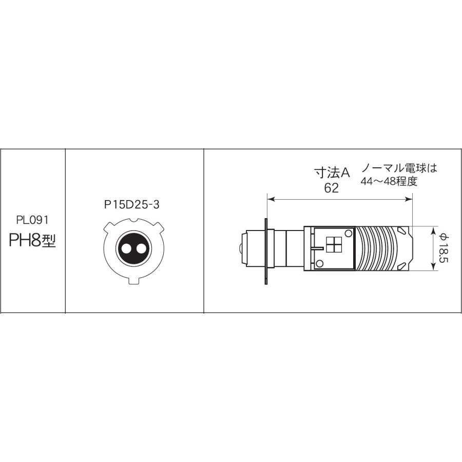 M&Hマツシマ LEDヘッドライトバルブ PonLED(ポンレッド) PH8 PL091 純白光 : RISE - 通販 - Yahoo!ショッピング