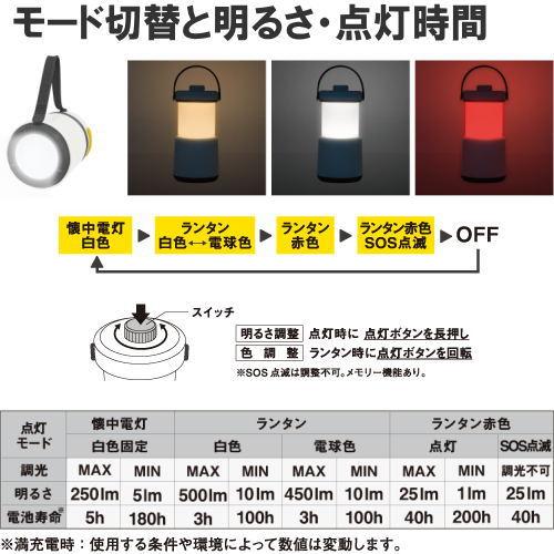 懐中電灯 ランタン 充電式ランタンプラス懐中電灯 RL-02 ムサシ 防雨タイプ Type-C 給電機能 USBケーブル付 無段階調 停電 ...