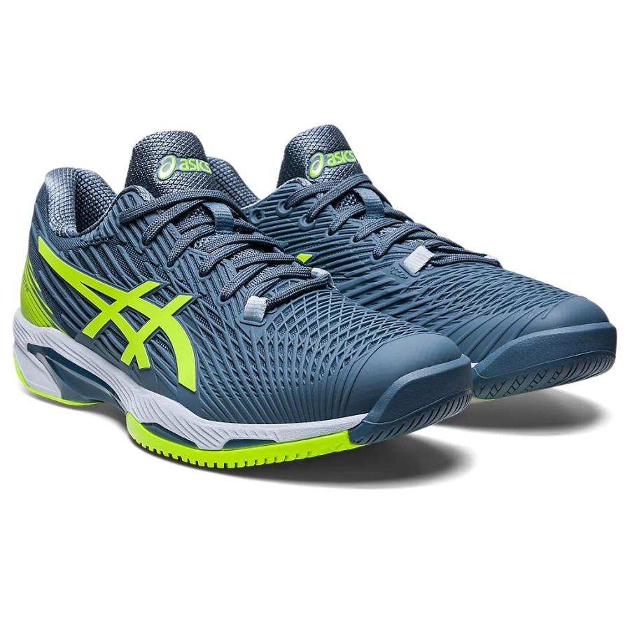 ASICS アシックス ソリューションスピードエフエフ2 メンズ 2E オールコート用 Steel Blue/Hazard Green テニス ...