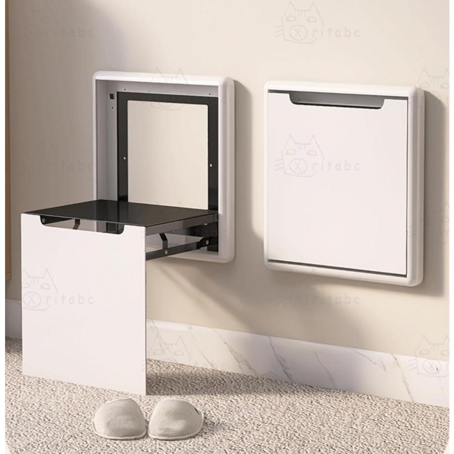 壁掛け壁折りたたみスツールシンプルな玄関目に見えない折りたたみ靴交換スツール 多機能靴スツール壁掛け式の折りたたみ式スツール サイレント折りたたみバスル : ritabc - 通販 ...