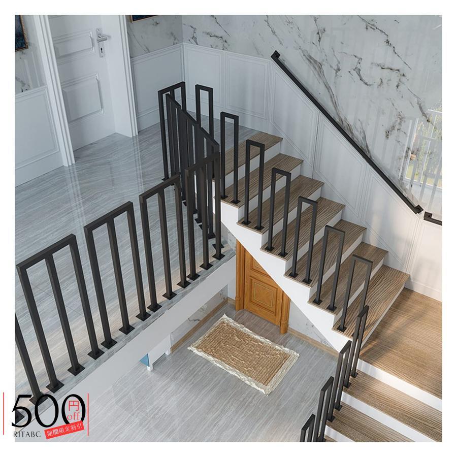 手すり ブラックメタルアイアン階段手すり子、35-95cmの高さの階段手摺り、屋内および屋外の国内ヴィラの屋根裏デッキの保護てすり、取り付けが簡単 ( : ritabc - 通販 ...