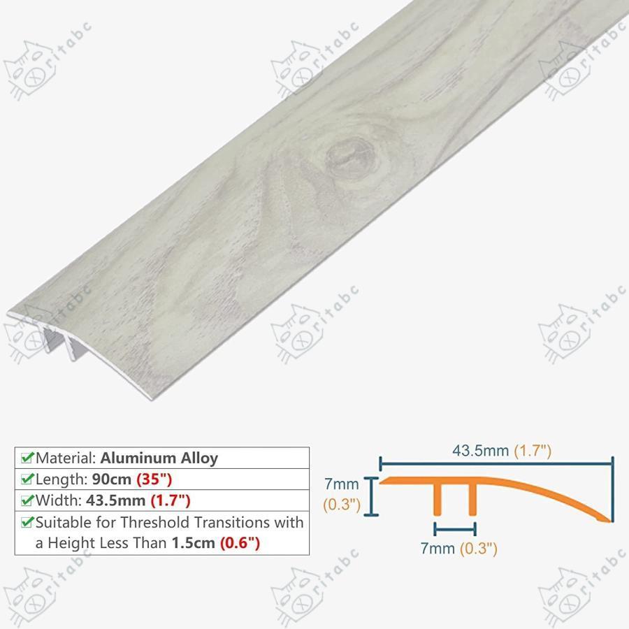 見切り材 床 幅4.35cm 広い敷居トリム 長さ 90cm 滑り止め 内部トランジションピース ラミネートフローリングトランジションドアストリップ フロアタイルトラン ...