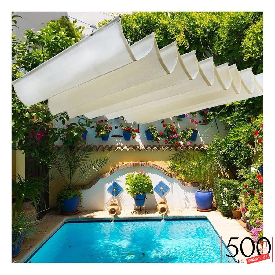 屋外用サンシェードセイル、 開閉式スライドワイヤーウェーブキャノピーカバー ブロックUV HDPEファブリック デッキ バックヤード ポーチ ガゼボ パーゴラ ウェ : ritabc - 通販 ...