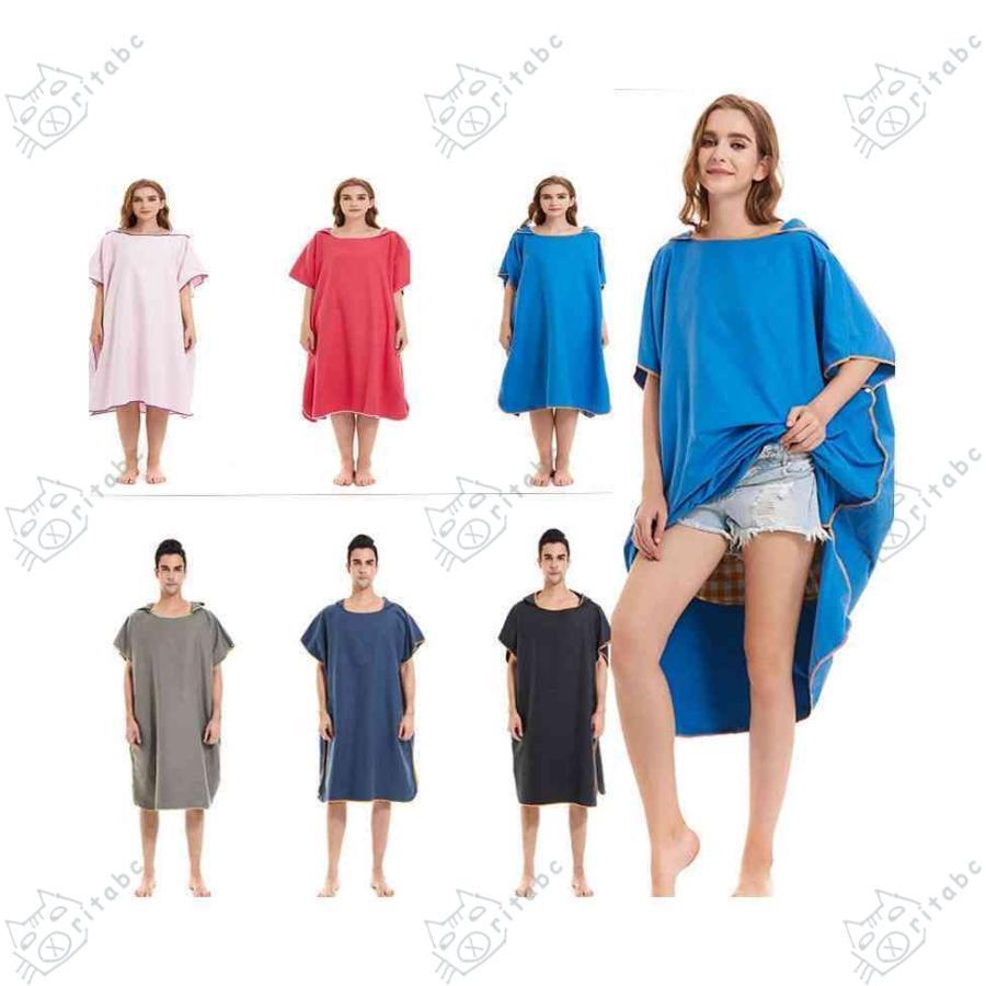 サーフポンチョ お着替えポンチョ サウナポンチョ メンズ レディース サーフィン 速乾吸水 バスローブ お着替えタオル フード付き 巻きタオ : ritabc - 通販 - Yahoo!ショッピング