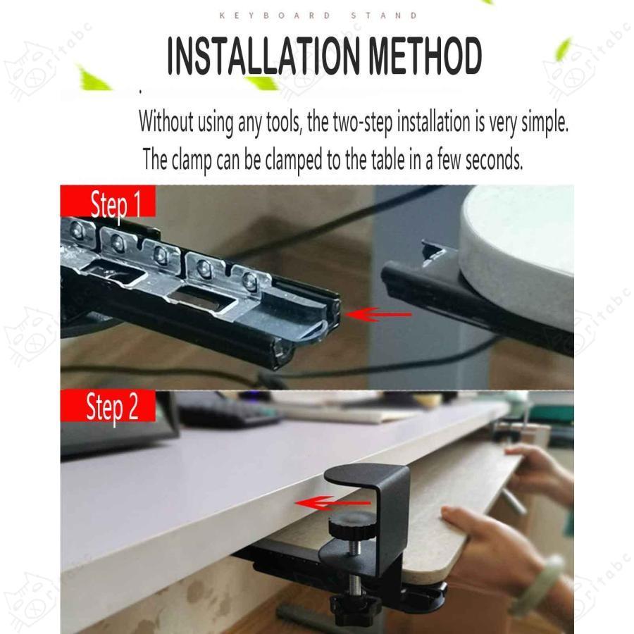 デスクエクステンダー 机 天板拡張 後付 折りたたみ テーブル拡張 クランプ固定 キーボードトレー キーボードスライダー 高さ調整 キーボードトレイ スライド式 :p2104180337ee ...