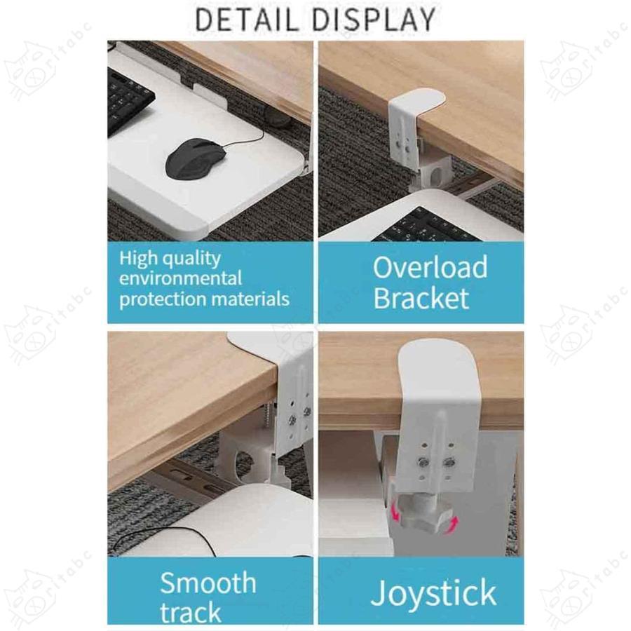 デスクエクステンダー 机 天板拡張 後付 折りたたみ テーブル拡張 クランプ固定 キーボードトレー キーボードスライダー 高さ調整 キーボードトレイ スライド式 :p2104180337ee ...