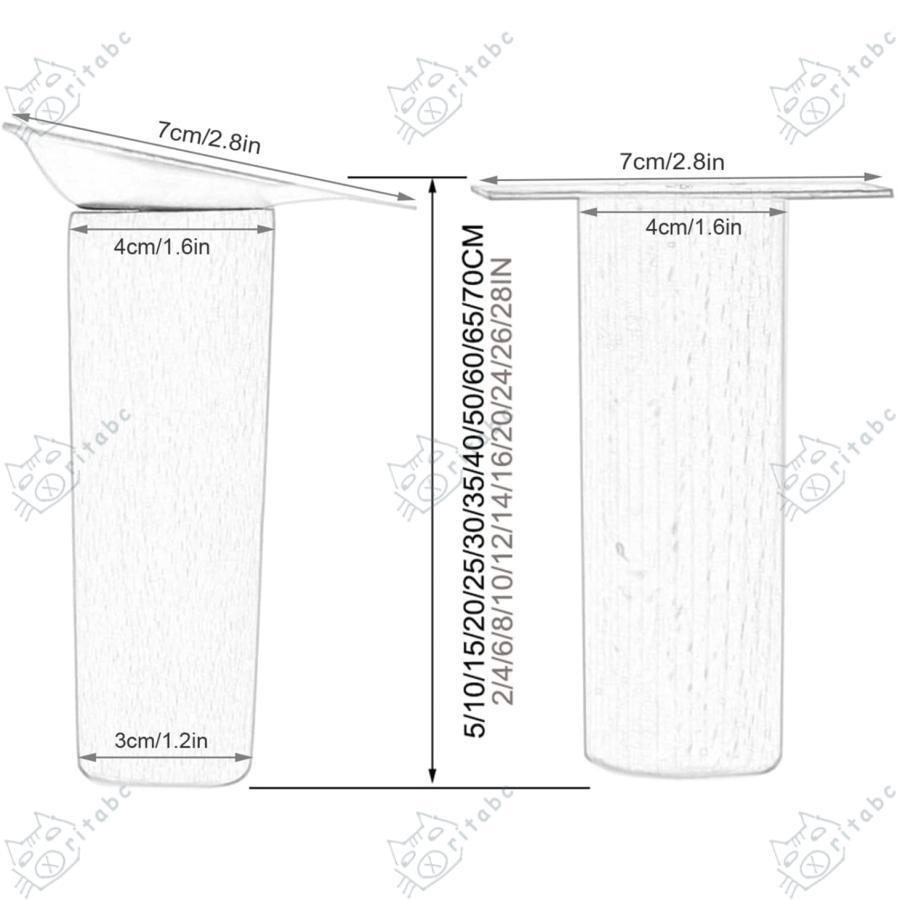 木製家具脚、テーブル脚、ソファ交換可能脚、ドレッサー脚、5/10/12/13/15/17/18/19/20/23/24/25/30/35/40/50/60/65 /ネジ付き70cmベッドレッグ ...