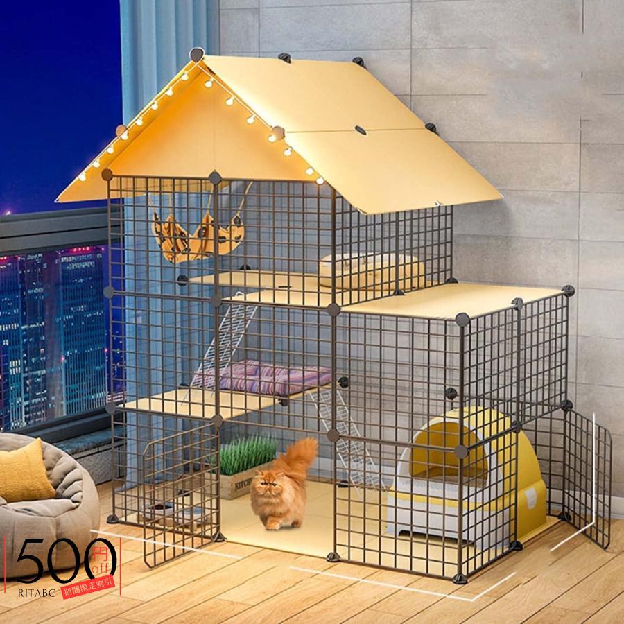 猫ケージ 3段 コンパクト ハンモック キャットケージ 猫 おしゃれ キャットハウス ネコ ハウス 猫用ケージ 階段付き 猫脱走防止 掃除しやすいネコ用ゲージ ロッ : ritabc - 通販 ...