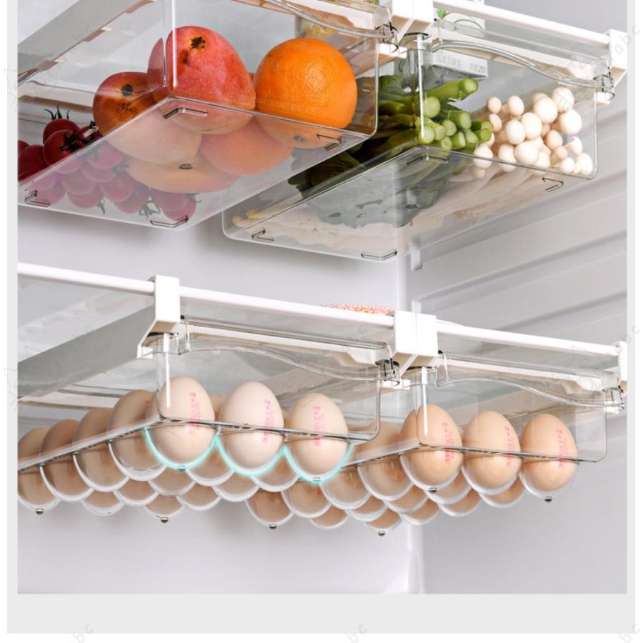 冷蔵庫吊り下げ収納ケース 冷蔵庫トレー 卵ケース 引き出し 冷蔵庫収納 小物 化粧品 整理 収納ケース キャビネット パントリー 卓上に最適 省スペース 2pcsハン ...