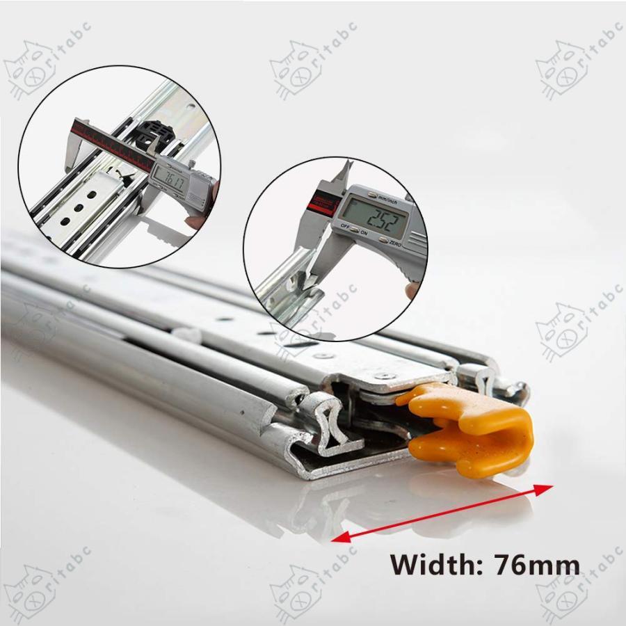 引き出しスライド ロック付、重量用スライドレール 600mm、diy棚スライドレール、76ミリ幅、高い支持力、220 Kgの耐荷重ベアリング、簡単設置、食器棚 スライド : ritabc ...