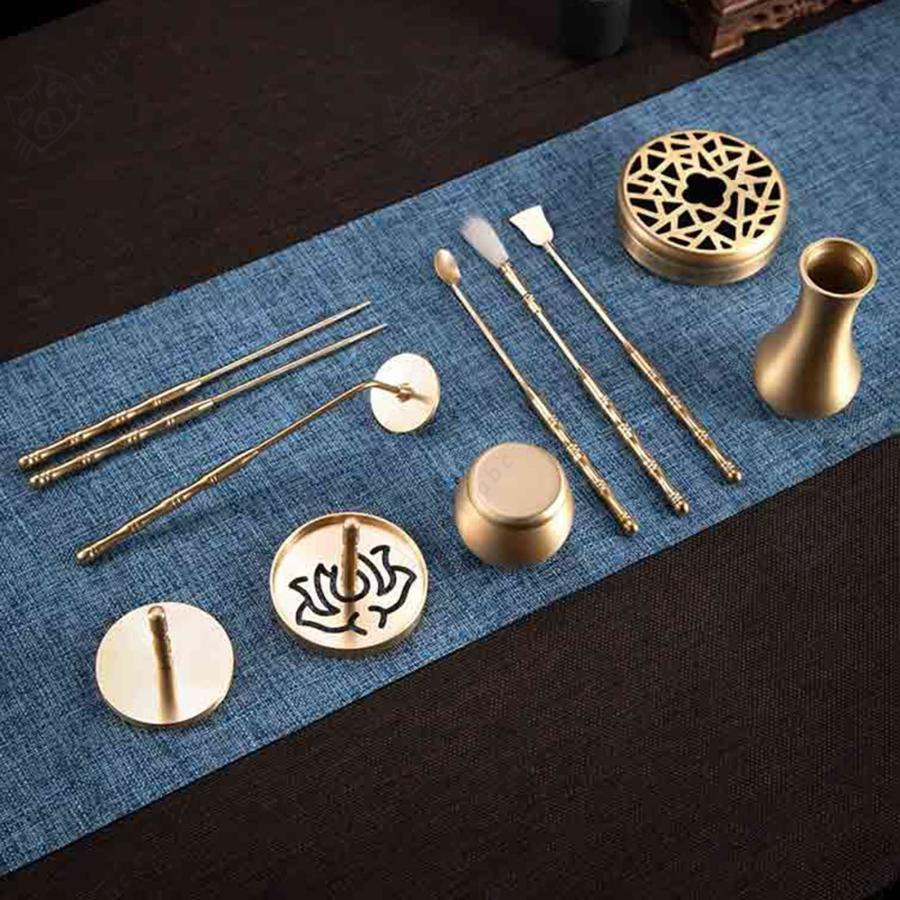 真ちゅう製お香作りキット、お香型ツール、DIY逆流タワーお香コーン型、スプーン付き、プレス、シャベル、ブラシ、ホームフレグランス用、10個/セット (A) :p21246186bfd3 ...