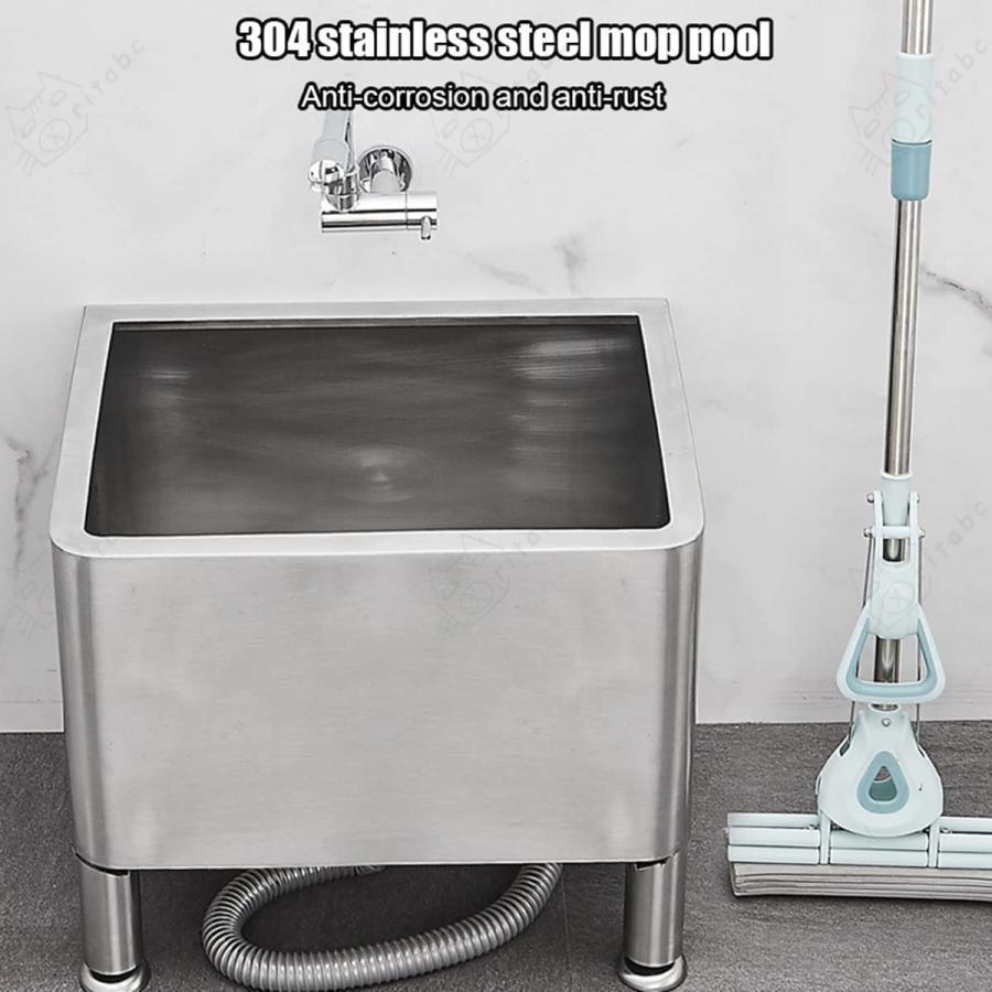 業務用フロアモップシンク 304 ステンレススチール ディープニングウォッシュステーション 排水パイプ付き 床置き型サービス流域 地下室/ガレージ/ショップ/学校 : ritabc - 通販 ...