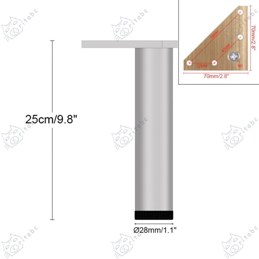 テーブル脚 交換 4個 高さ調節 家具脚 ソファ脚 家具足 アルミ合金 継ぎ脚 丸型 キャビネット脚 diy 置き換え足 テーブル 足 6cm-40cm サポート脚 ...