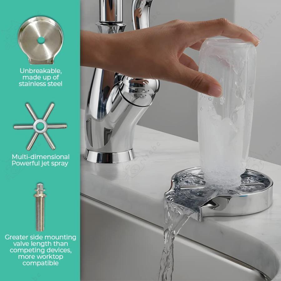 キッチンシンク用バーガラスリンサー - 漏れ防止メタル自動カップウォッシャー シンク用 防錆高圧ガラスウォッシャー 360°角度 残留物を素早く徹底的にすすぎ : ritabc - 通販 ...