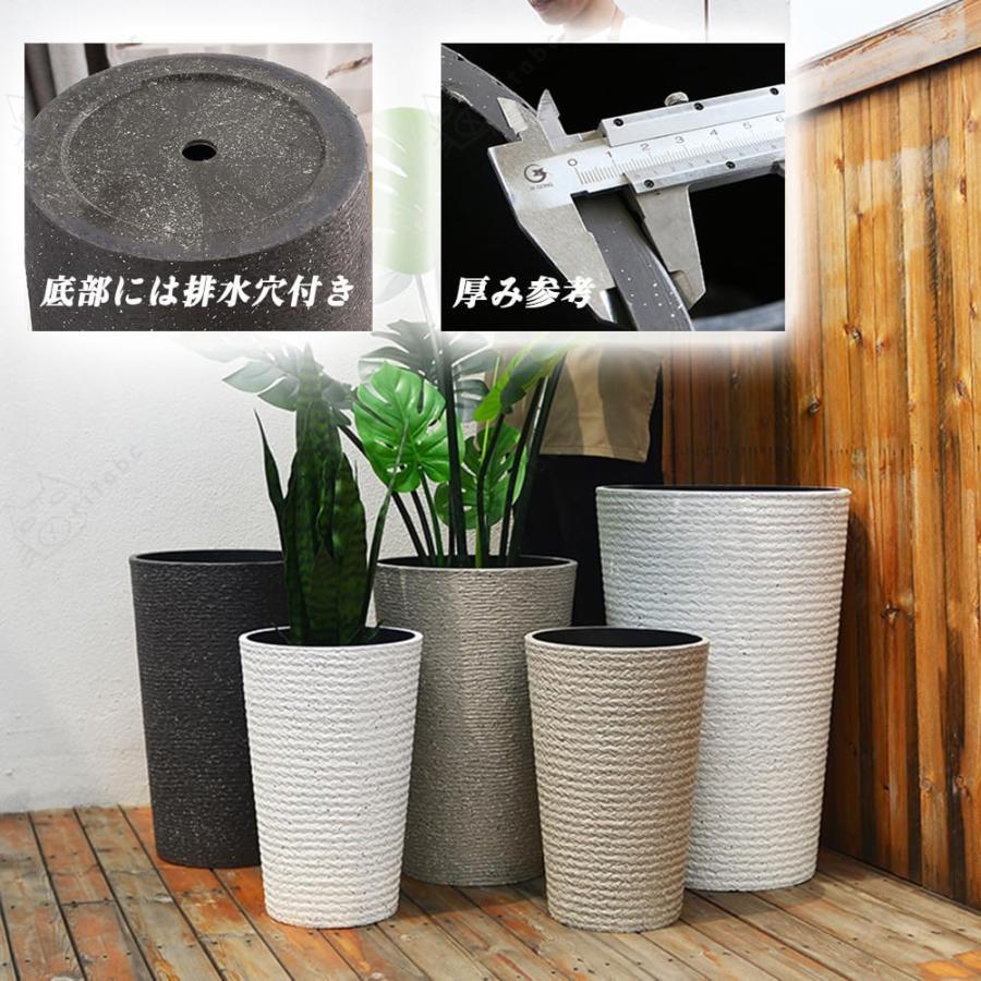 PonyLes プランター 大型 植木鉢 おしゃれ 受け皿付き 軽量 屋内 屋外用 プランター 深型 高さ52cm ガーデニング 現代風 軽量 排水穴 :p21576817e4bc ...