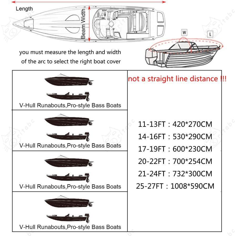黒 ボートカバー 420D 11-13ft/14-16ft/17-19ft/20-22ft/21-24ft/25-27ft ポリエステル 防水仕様 ポーチケース付 ボート備品 : ritabc ...