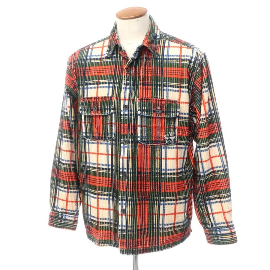 【中古】シュプリーム Supreme 2022年春夏 Corduroy Shirt コーデュロイ チェック カジュアルシャツ レッドxグリーンxアイボリー【サイズM】[CPD] : 1 ...