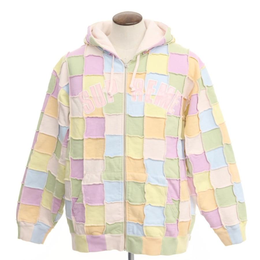 【中古】シュプリーム Supreme 2022年春夏 Reverse Patchwork Zip Up Hooded Sweatshirt ジップ パーカー ピンク系【サイズXL】[APD ...