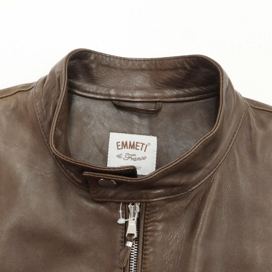 【中古】エンメティ EMMETI ANDREA ラムレザー 中綿 ライダースジャケット ブラウン【サイズ46】[BPD] : リタリオリブロ ヤフーショップ - 通販 - Yahoo!ショッピング