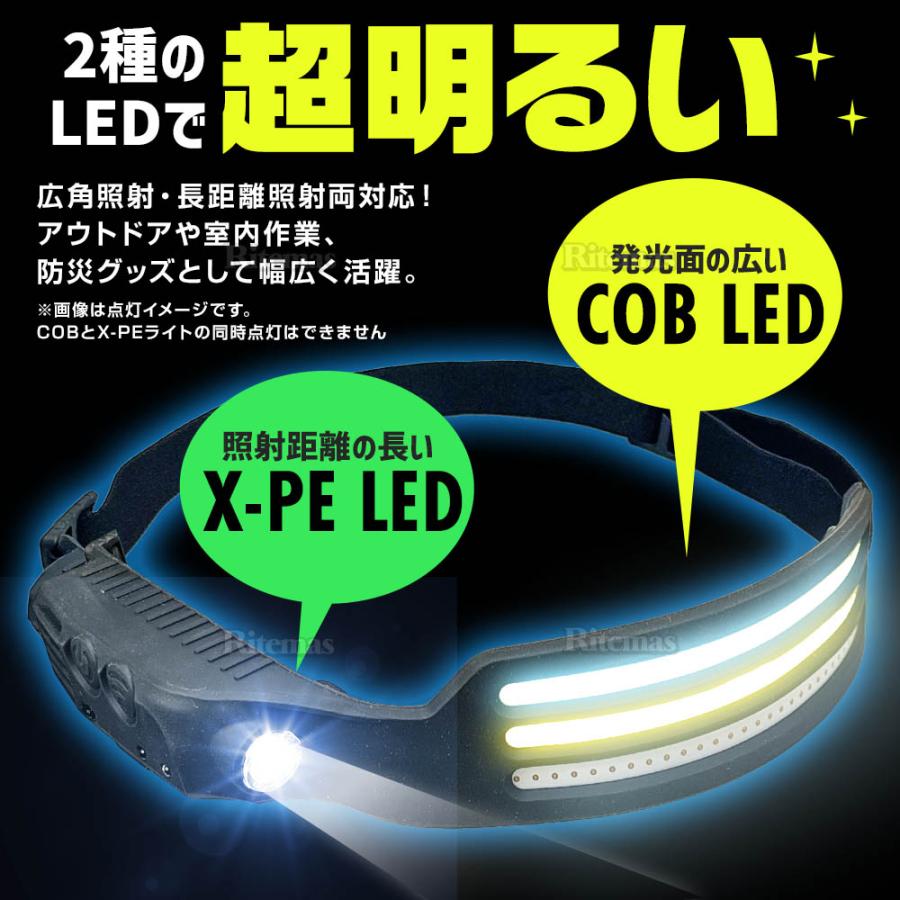 LED ヘッドライト ヘルメットライト ヘッドランプ 作業灯 USB充電式 人感センサー 軽量 防水 停電 防災 登山 夜釣り 自転車 ...